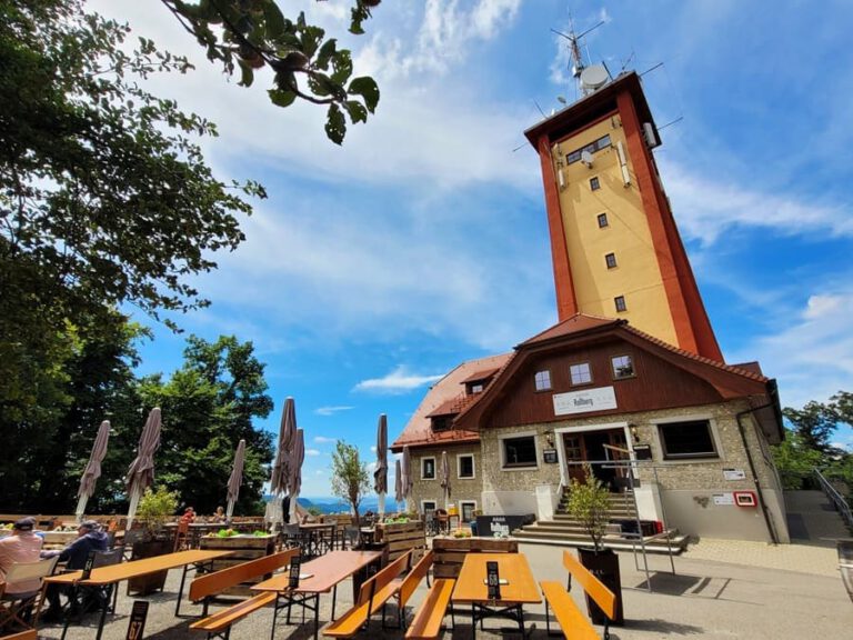 Auf den Roßberg wandern: Wanderheim, Roßbergturm, Alpenbock